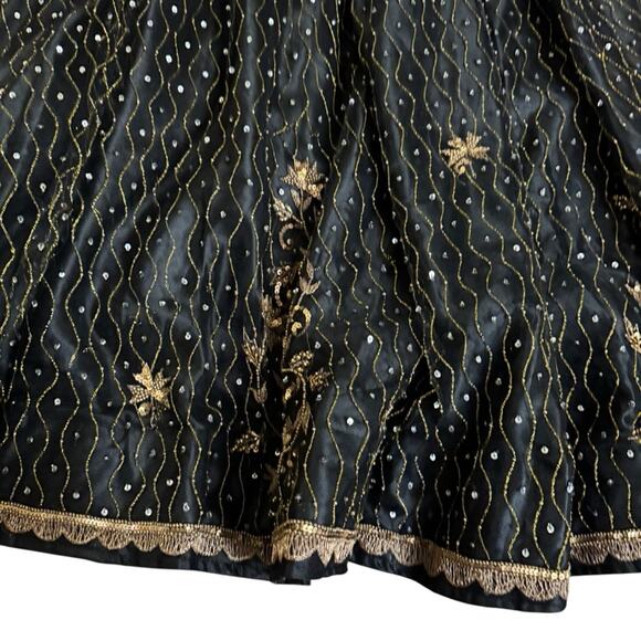 Skirts | Handmade Vintage Black Maxi Skirt Beaded Embroidered Overlay ...